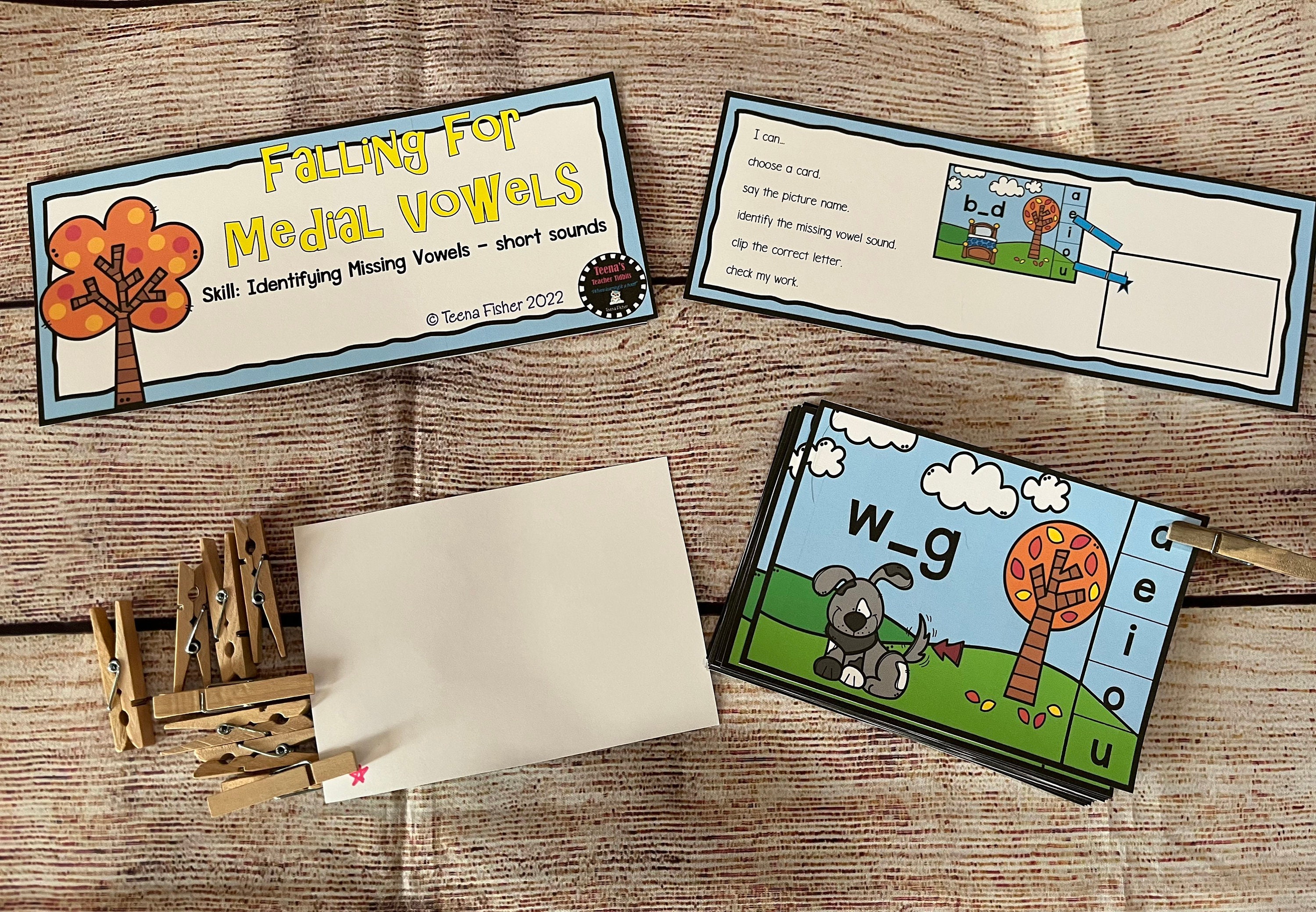 Falling for Medial Short Vowel Word Families Phonics Match Literacy ...