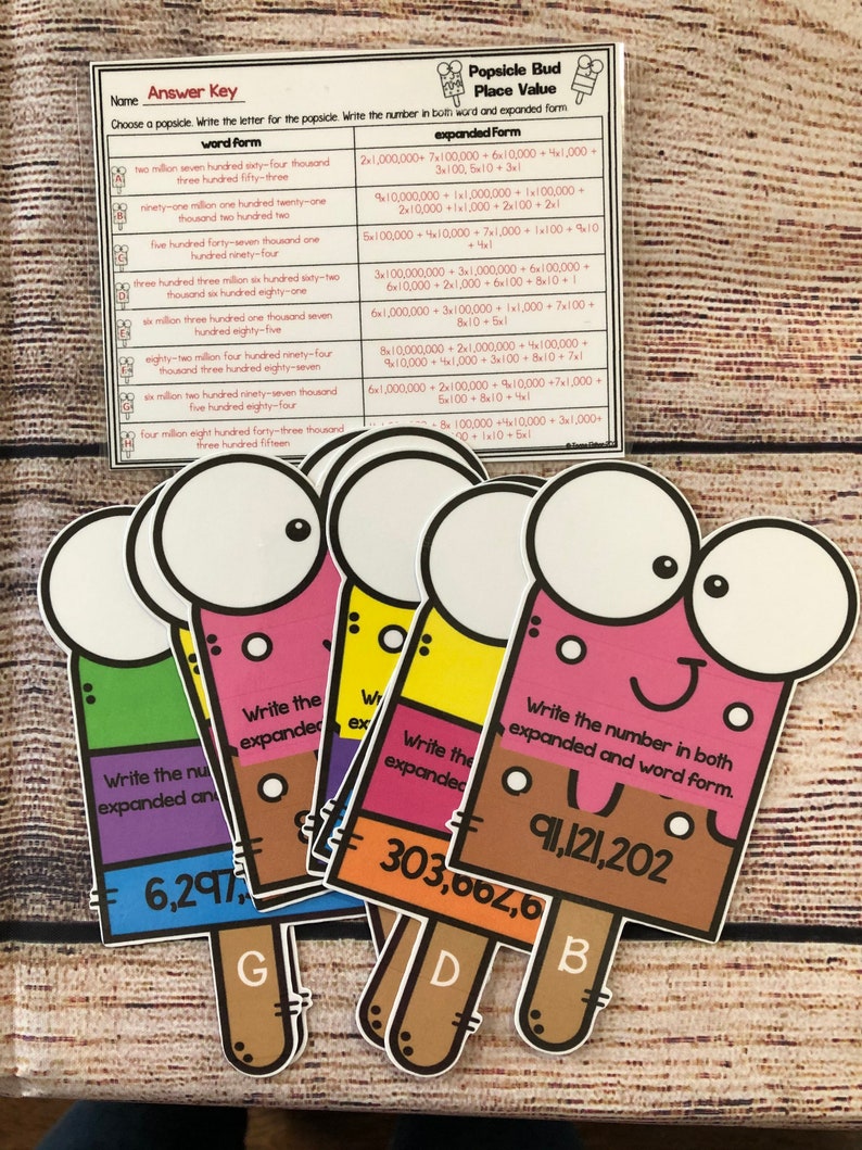 Popsicle Decimal Place Value Math File Folder Game Center - Etsy