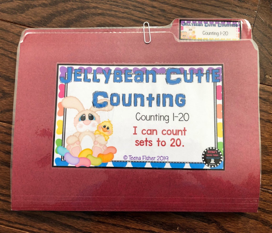 Jellybean Cutie's Counting File Folder Game Numbers 1~20 Kindergarten ...