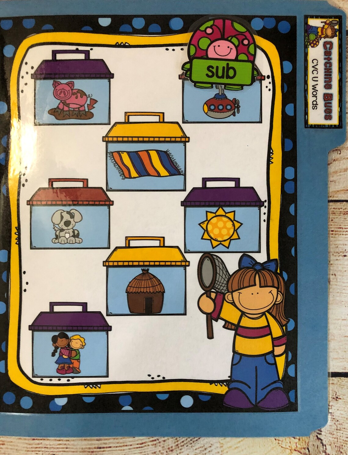 Catching Bugs CVC Words Short U Phonics File Folder Game - Etsy