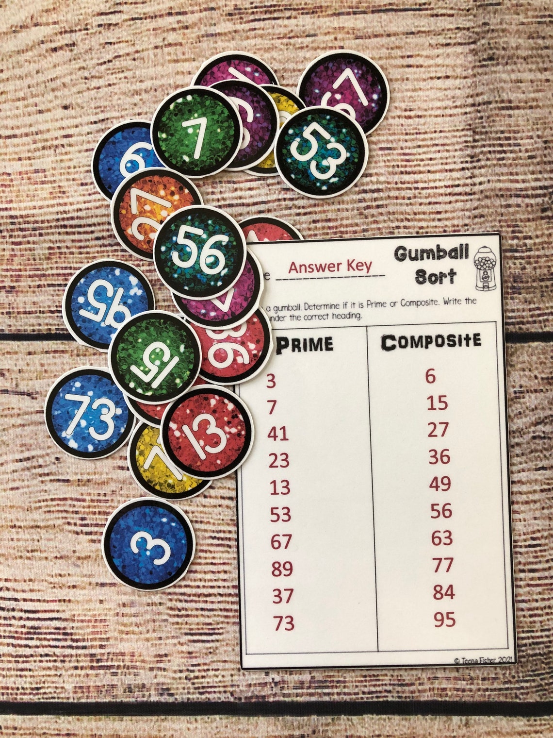 Gumball Sort Prime & Composite Numbers Factors Multiples File - Etsy