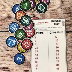 Gumball Sort Prime & Composite Numbers Factors Multiples File Folder ...