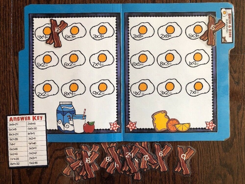 Bacon & Eggs Math File Folder Game Center Teacher Resource Mixed ...