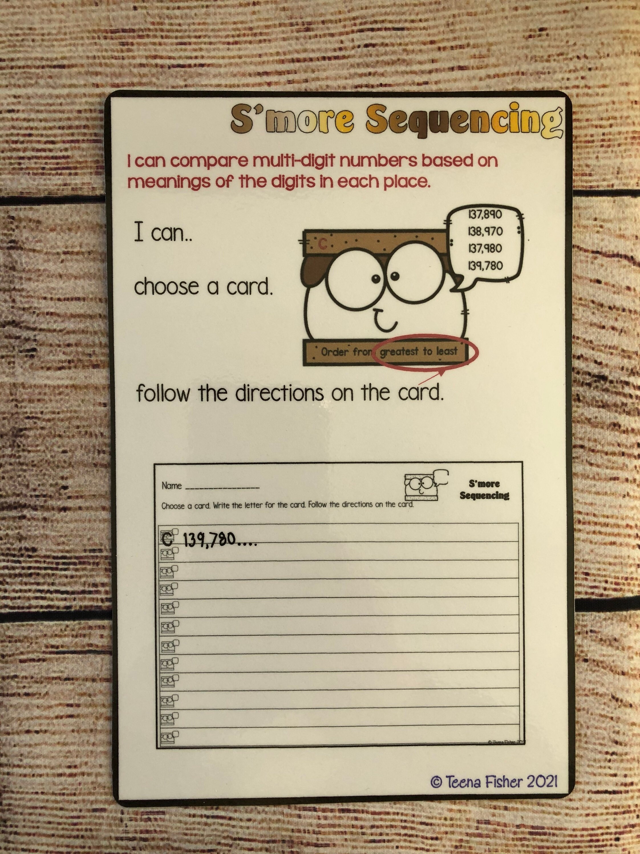 Smore Sequencing Ordering Numbers Place Value Math File Folder Game ...