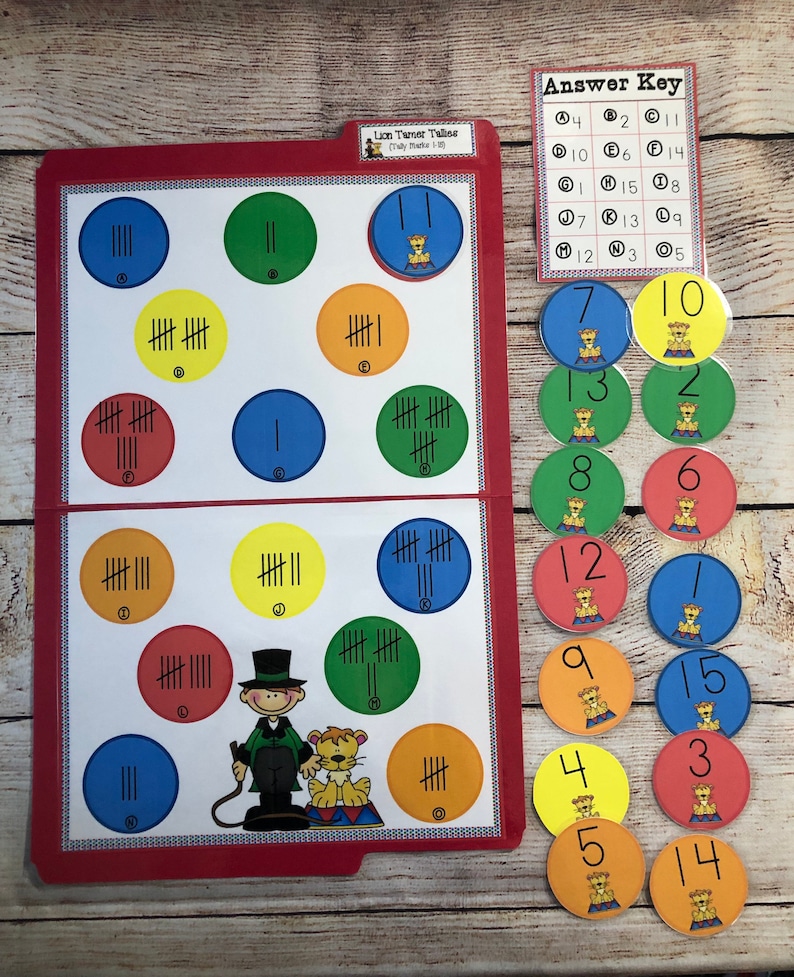 Lion Tamer Tallies Counting Tally Marks Math File Folder Game Center ...