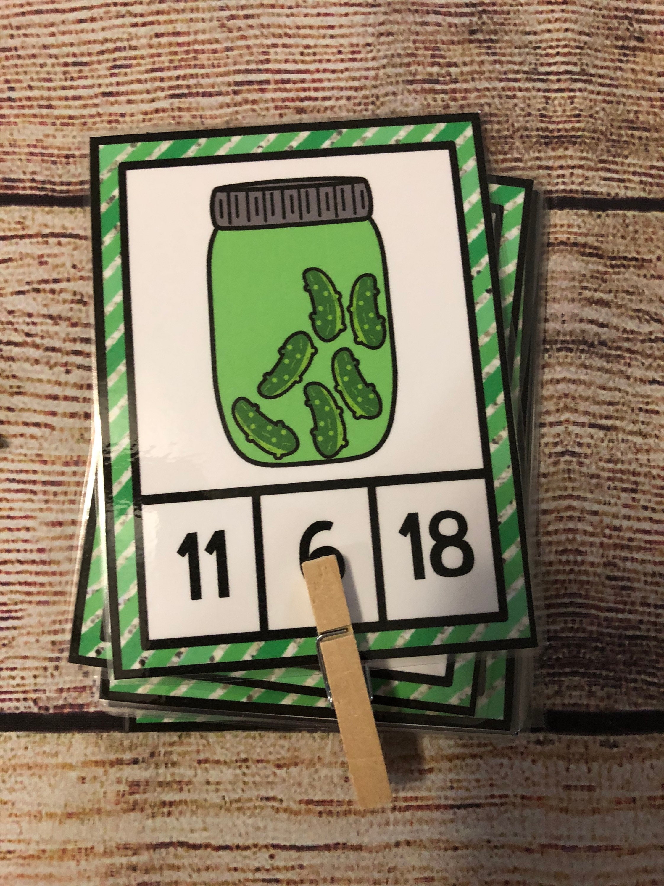 Teacher Made Counting 0-20 Counting Pickles Clip Cards Math Center ...