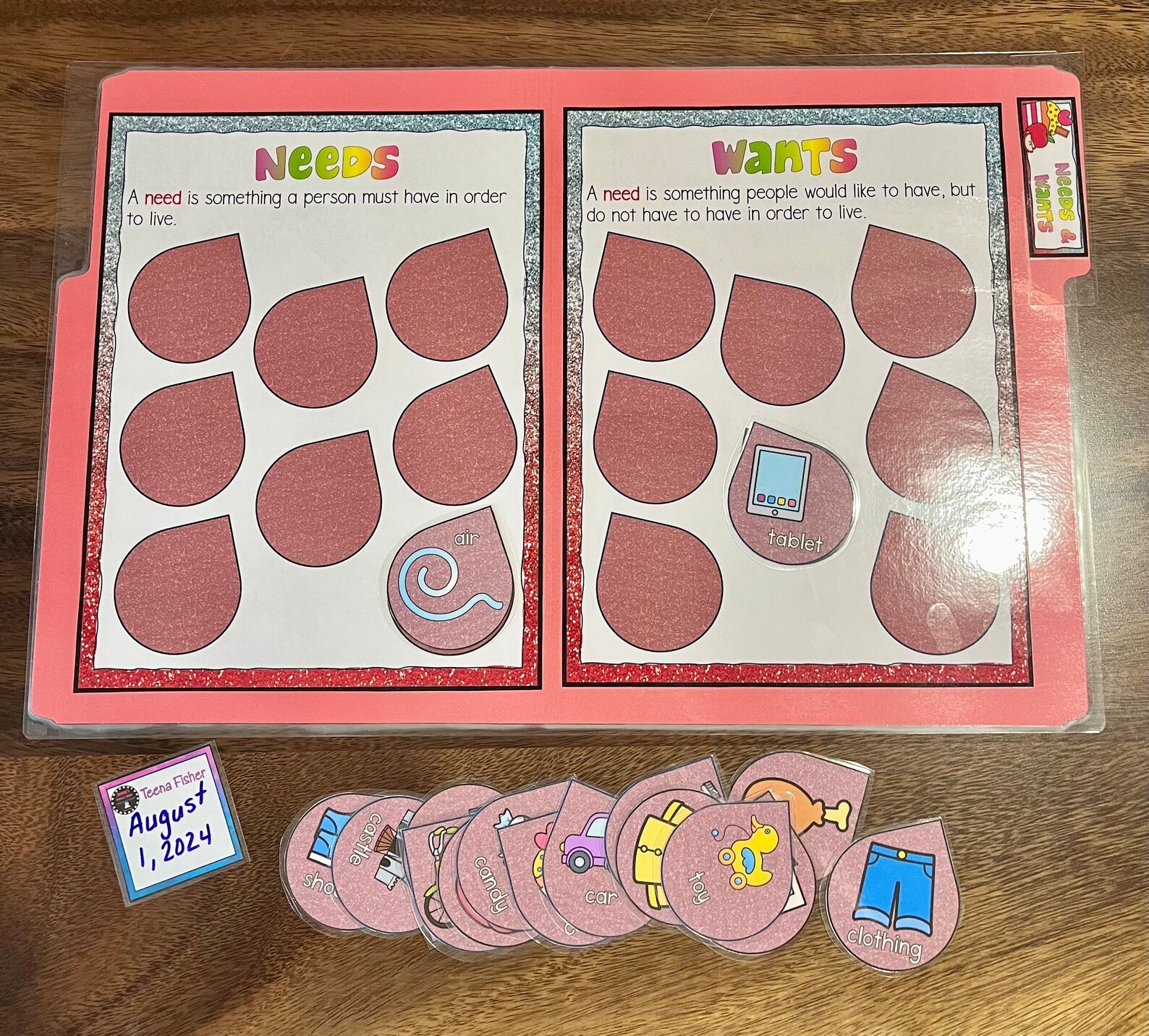 Needs and Wants Economics Social Studies File Folder Game Task Activity ...