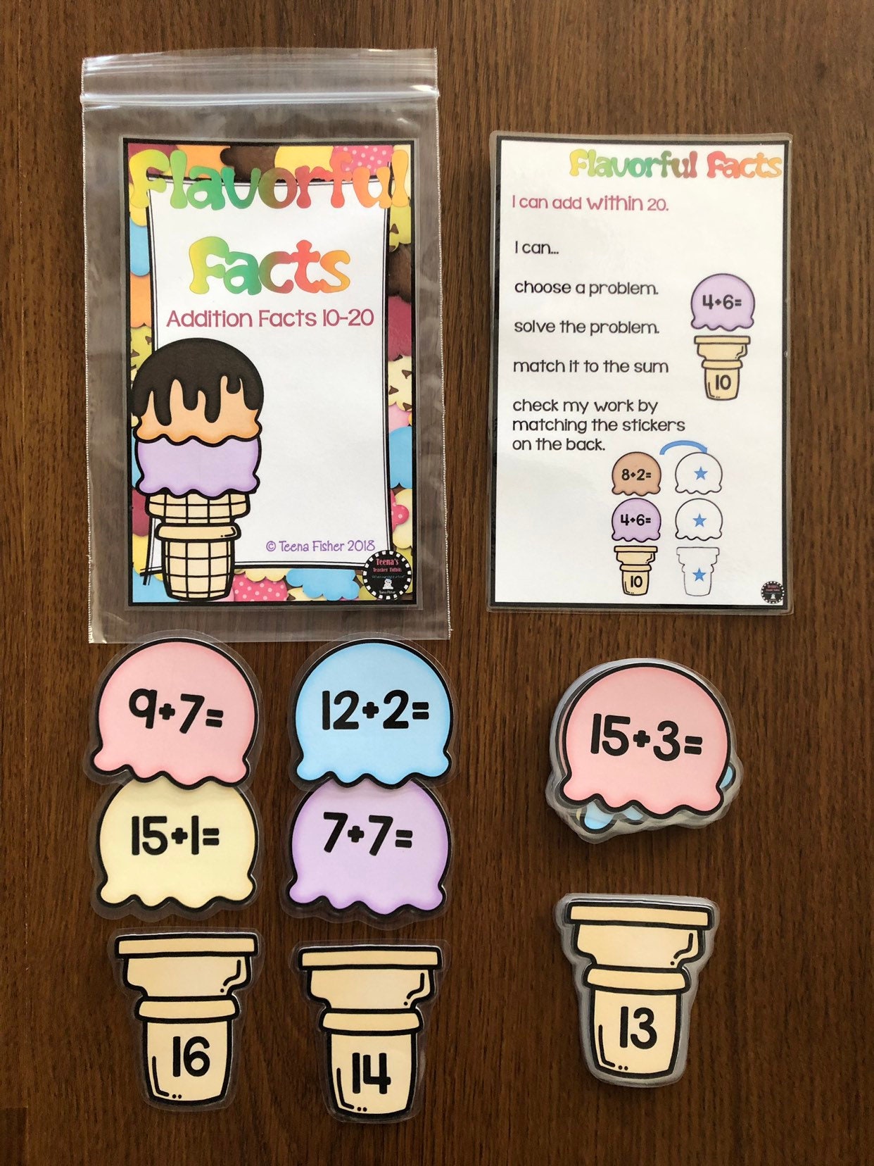 Teacher Made Addition 10-20 Math Center Laminated Classroom Educational ...