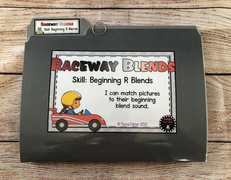 Raceway R Blends File Folder Game Literacy Center Phonics Kindergarten ...