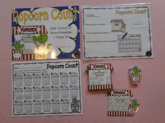 Popcorn Counting 1-20 Preschool Kindergarten Montessori | Etsy