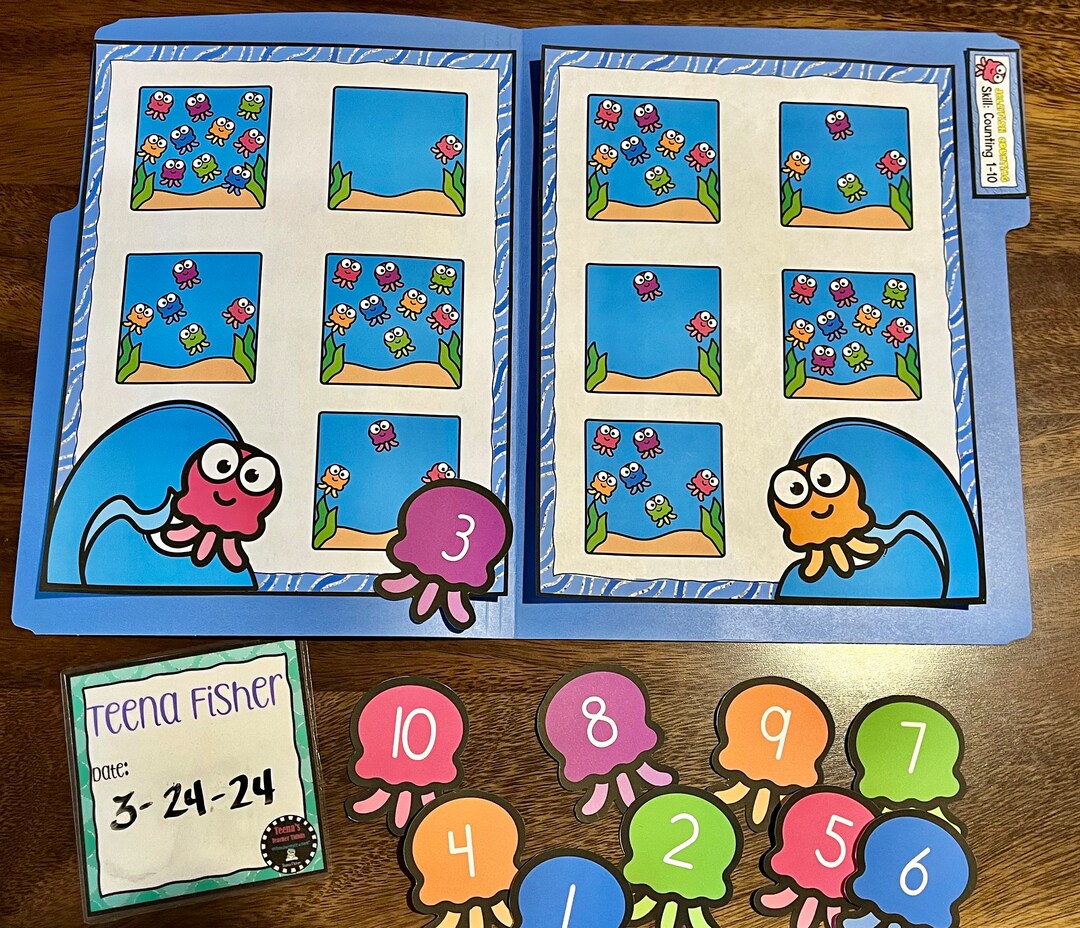 Jellyfish Counting 1-10 Math File Folder Game Center Teacher Resource ...