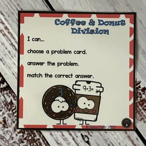 Coffee & Donuts Division Task Box File Folder Game Literacy Center Math ...