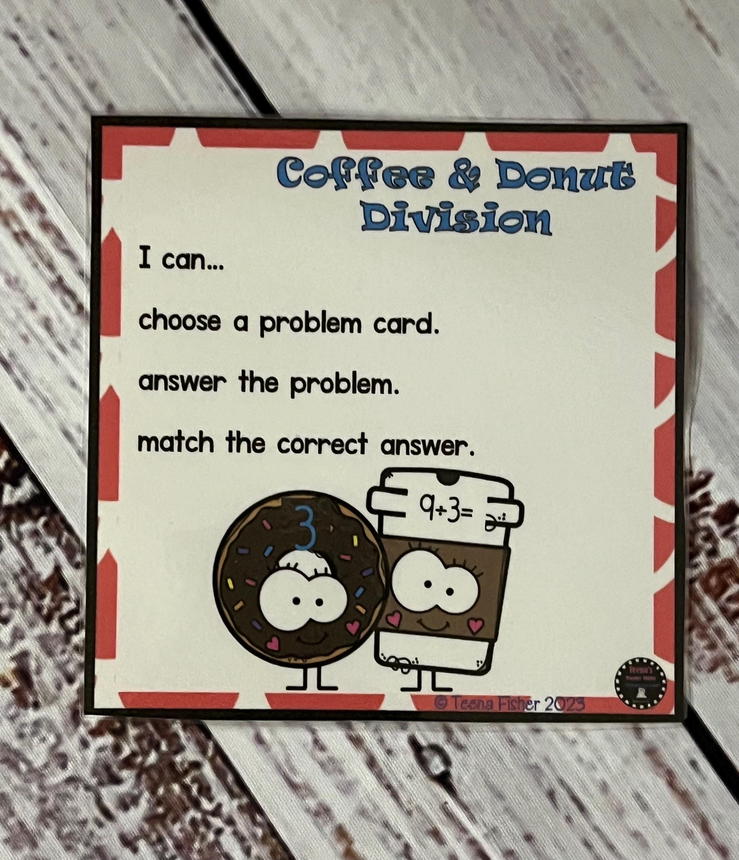 Coffee & Donuts Division Task Box File Folder Game Literacy Center Math ...