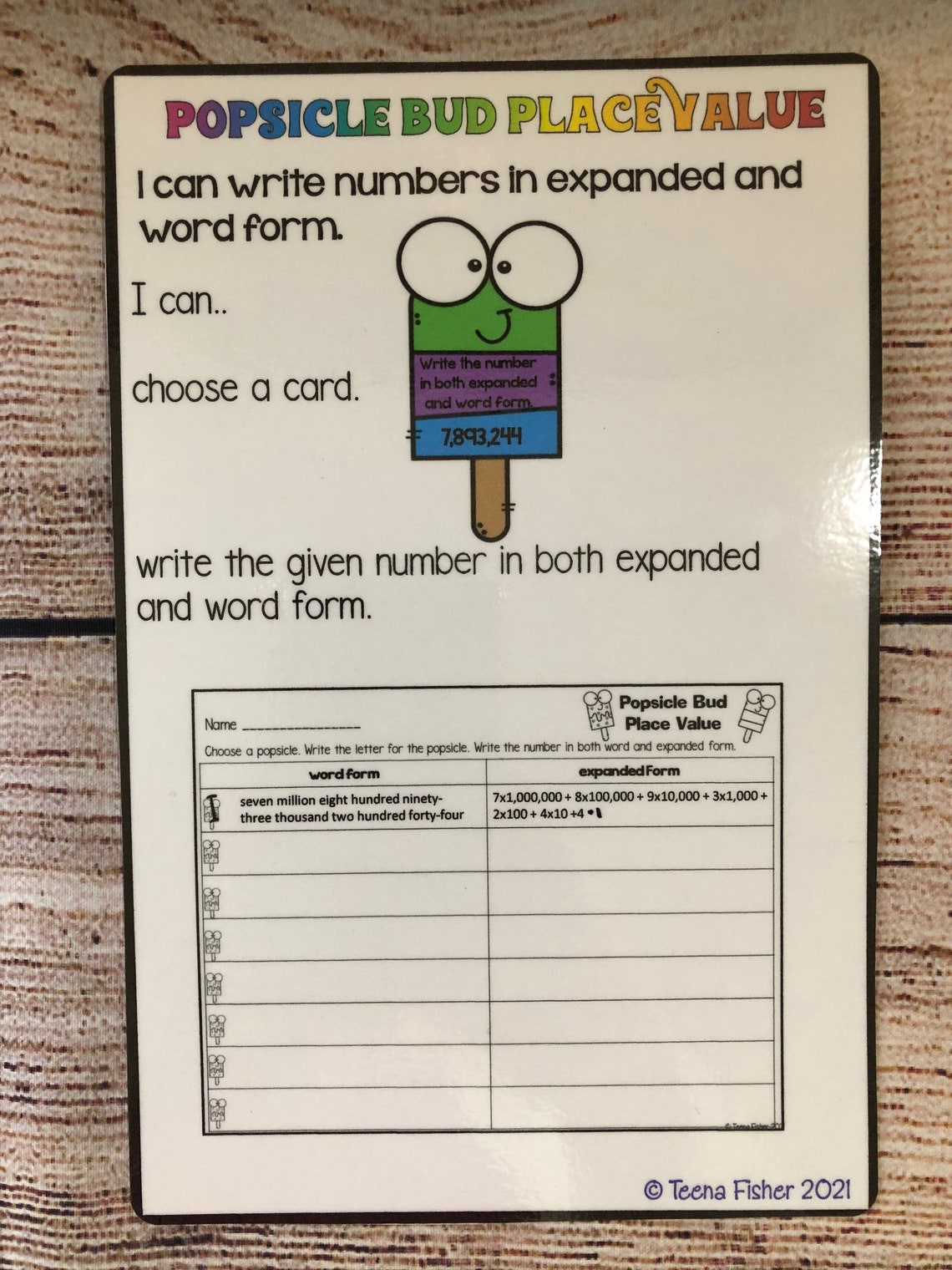 Popsicle Decimal Place Value Math File Folder Game Center - Etsy