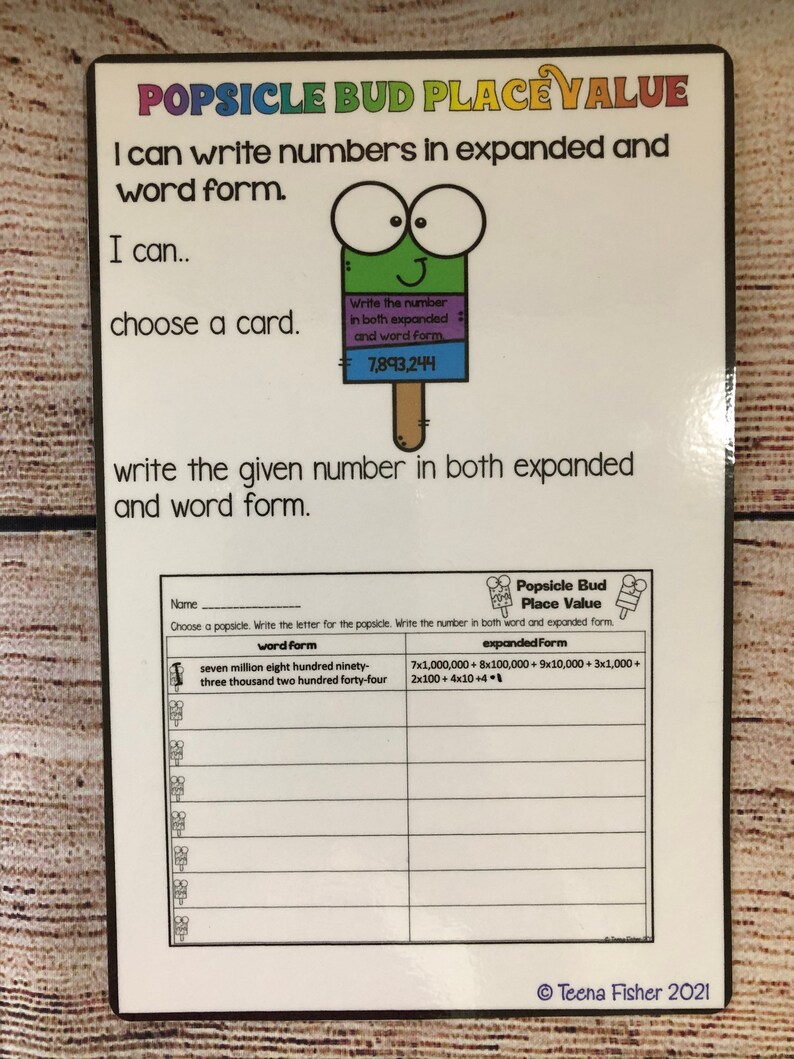 Popsicle Decimal Place Value Math File Folder Game Center - Etsy