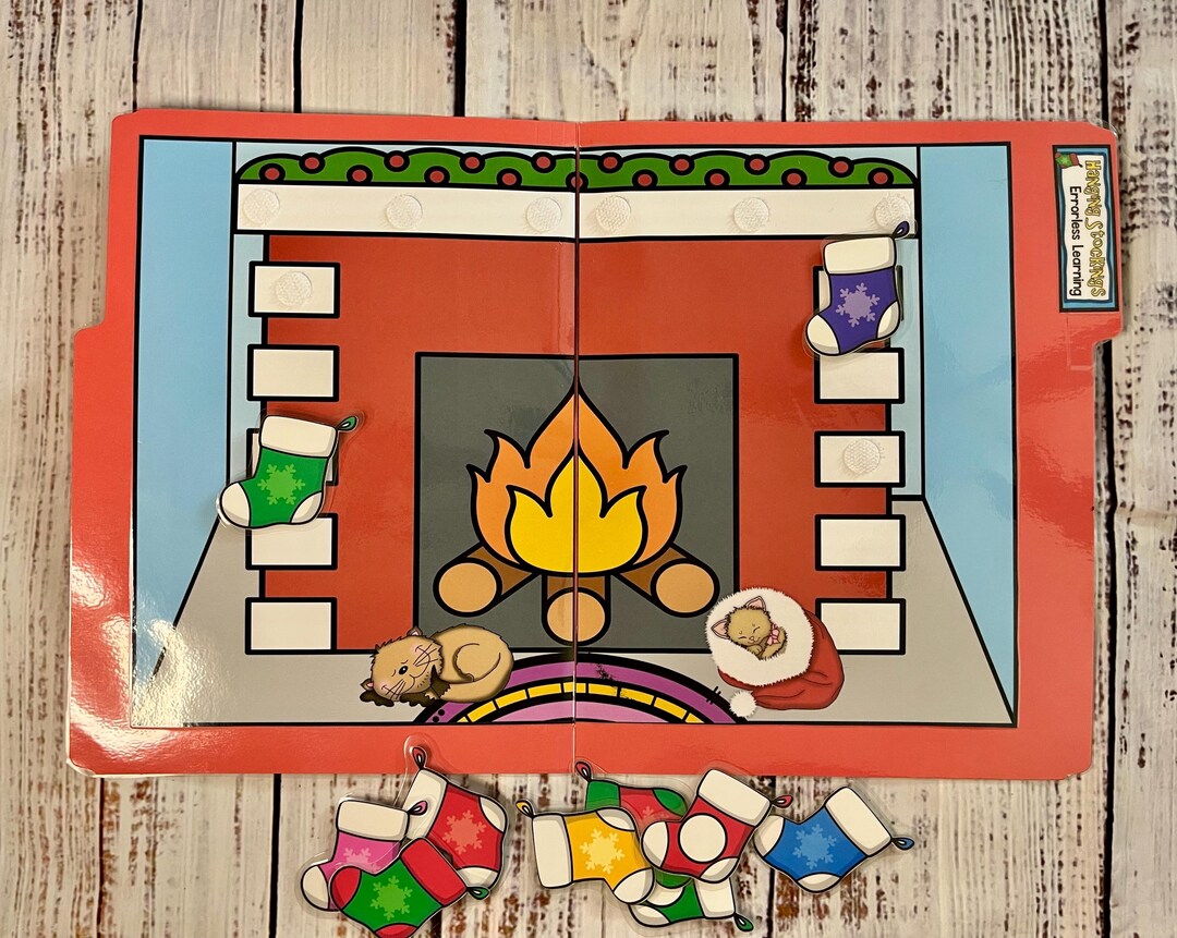 Hanging Stockings! Errorless Learning File Folder Game Pre-k Visual ...