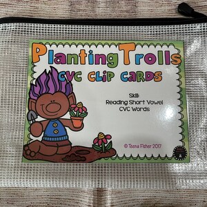 Planting Trolls CVC Words Clip Cards Phonics Short Vowel Kindergarten ...