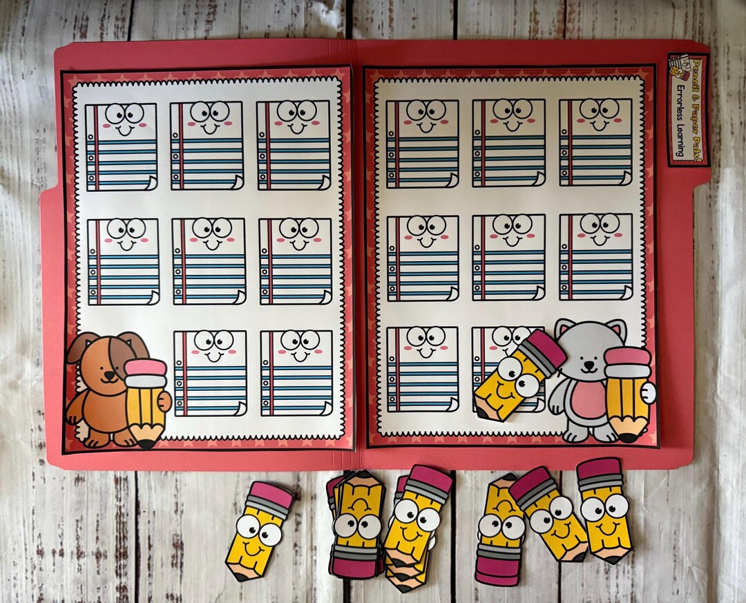 Pencil & Paper Errorless File Folder Game Literacy Center Phonics ...