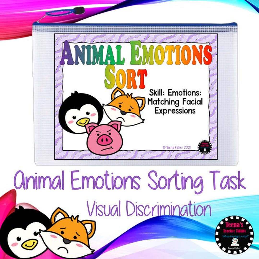 PDF Version - Animal Emotions Sort Task Box Cards Preschool Busy Bag ...