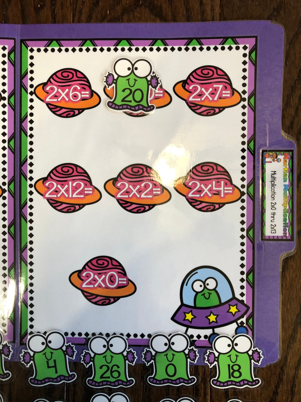 Martian Multiplication Math File Folder Game Center Teacher - Etsy