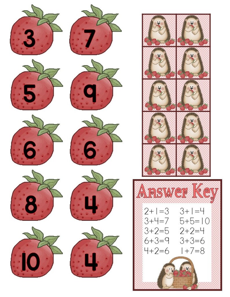 Berry Sweet Addition Math File Folder Game Kindergarten - Etsy