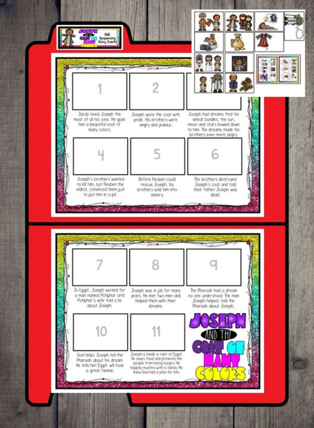 PDF VERSION Joseph and the Coat of Many Colors Sequencing File Folder ...