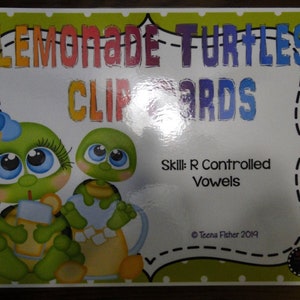 Lemonade Turtle R Controlled Vowels Clip Cards Literacy Phonics File ...