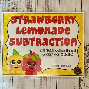 Strawberry Lemonade Subtraction Thru 18 Task Box First Second Grade ...