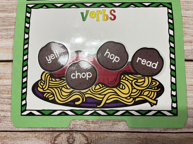 Meatball Pile up File Folder Game Literacy Center Grammar Nouns and ...