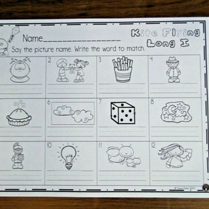 Kite Flying Long Vowel I Teams ~igh ~y, ~ie Word Puzzle Cards Teacher ...