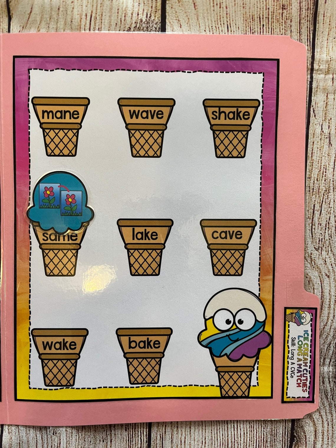 Ice Cream Cuties Long Vowel A Cvce Word Families Phonics Match Literacy ...