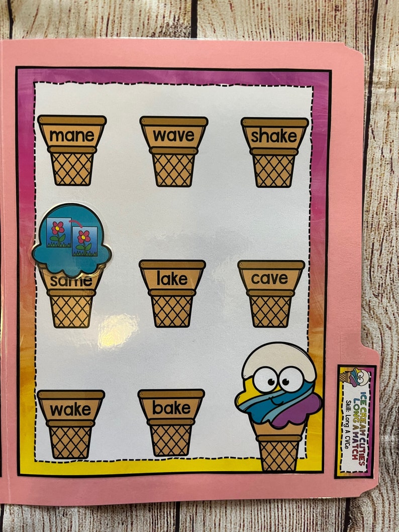 Ice Cream Cuties Long Vowel A Cvce Word Families Phonics Match - Etsy