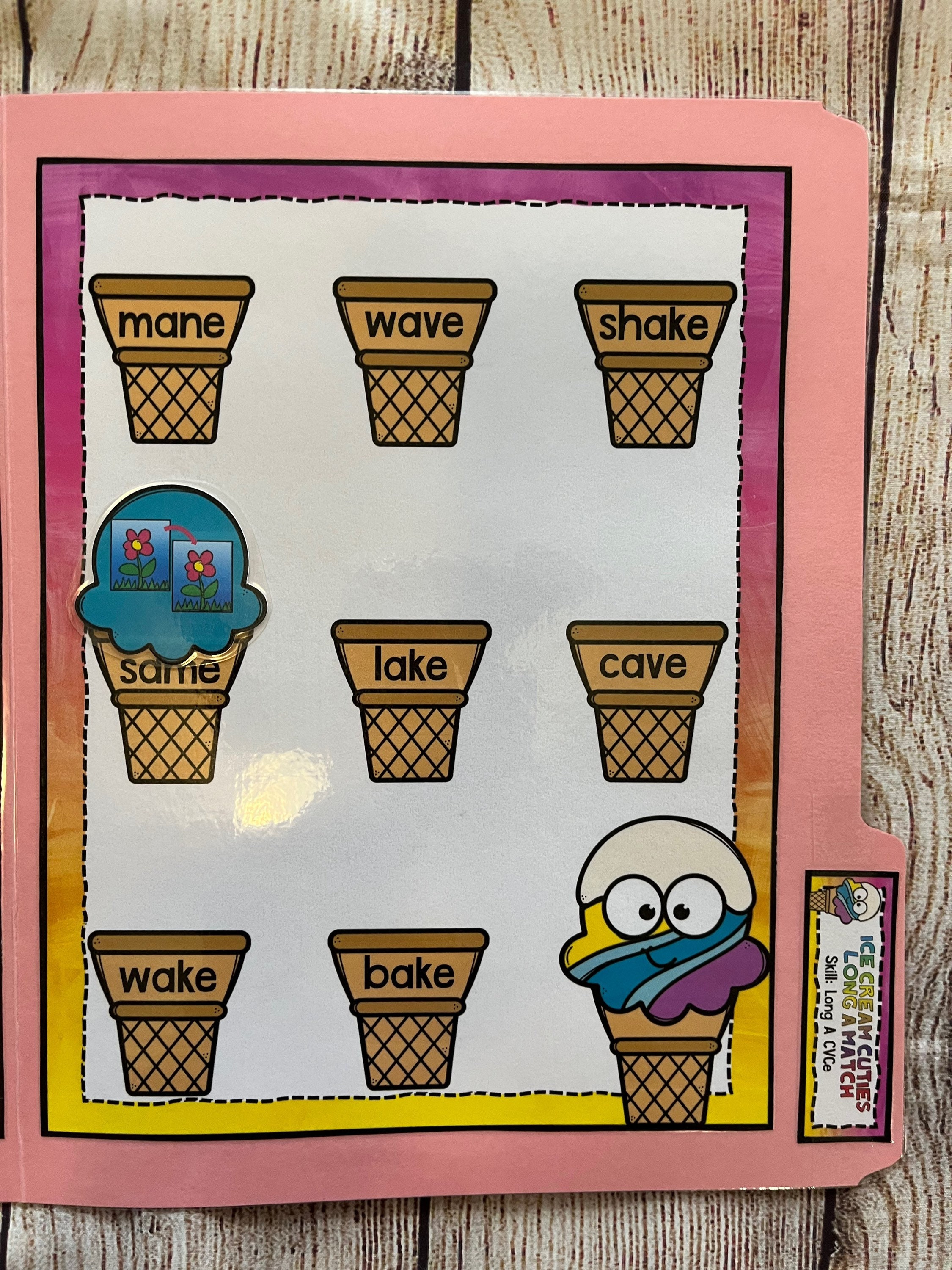 Ice Cream Cuties Long Vowel A Cvce Word Families Phonics Match - Etsy