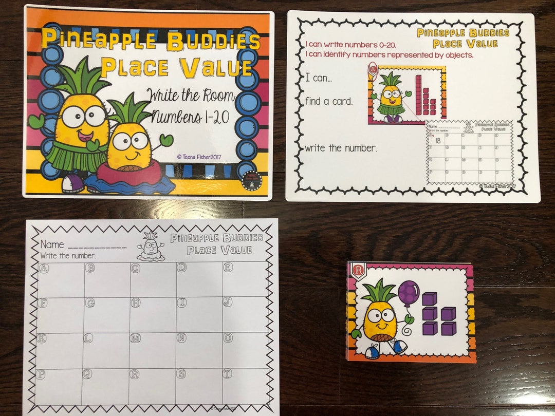 Pineapple Buddies Place Value 1-20 Task Cards Math Kindergarten First ...