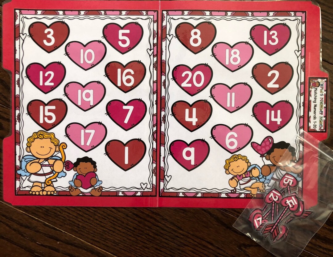 Cupid's Number Match Count File Folder Game Numbers 1~20 Kindergarten ...