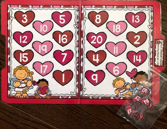 Cupid's Number Match Count File Folder Game Numbers 120 - Etsy