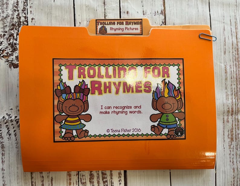Trolling for Rhymes Phonics File Folder Game Center Teacher Resource ...