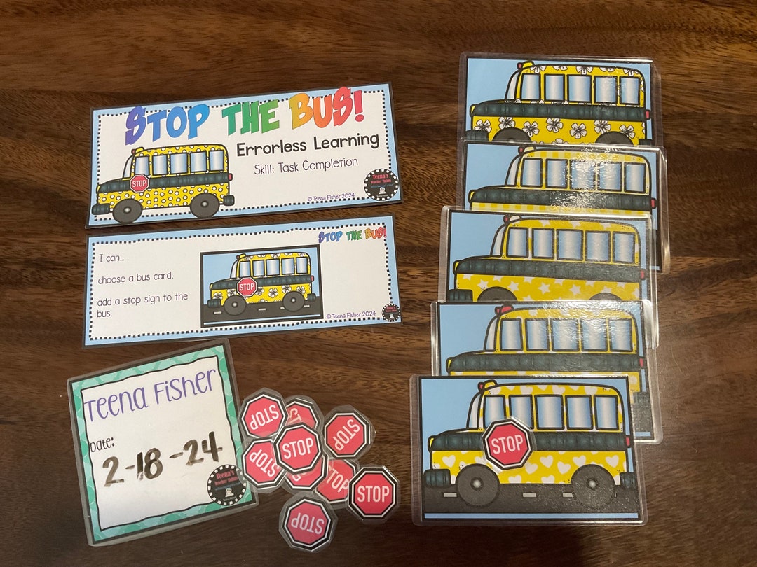 Stop the Bus Errorless Learning File Folder Game Pre-k Visual ...