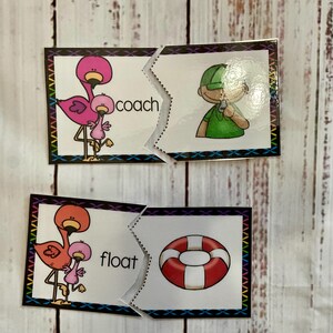 Flamingo Friends Long Vowel O Teams ~ow, ~oa, ~oe Word Puzzle Cards ...
