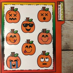 Pumpkin Emoji Pattern Matching File Folder Game Kindergarten Preschool ...