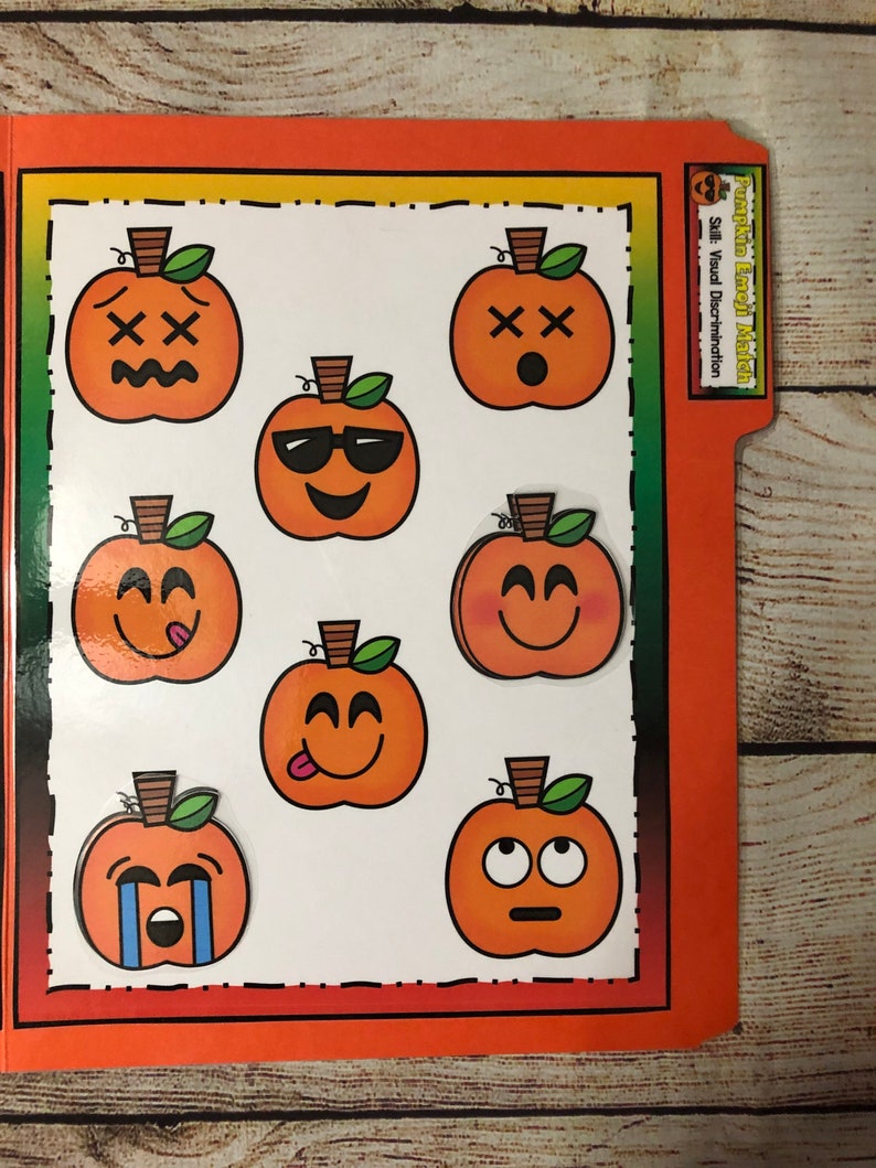 Pumpkin Emoji Pattern Matching File Folder Game Kindergarten - Etsy