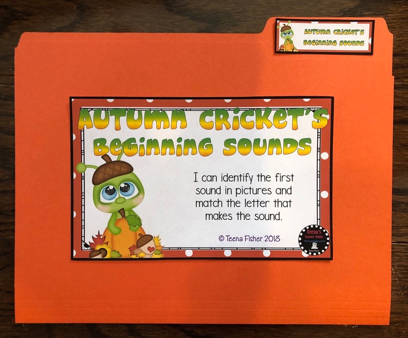 Teacher Made Autumn Cricket Beginning Sounds File Folder Game - Etsy UK