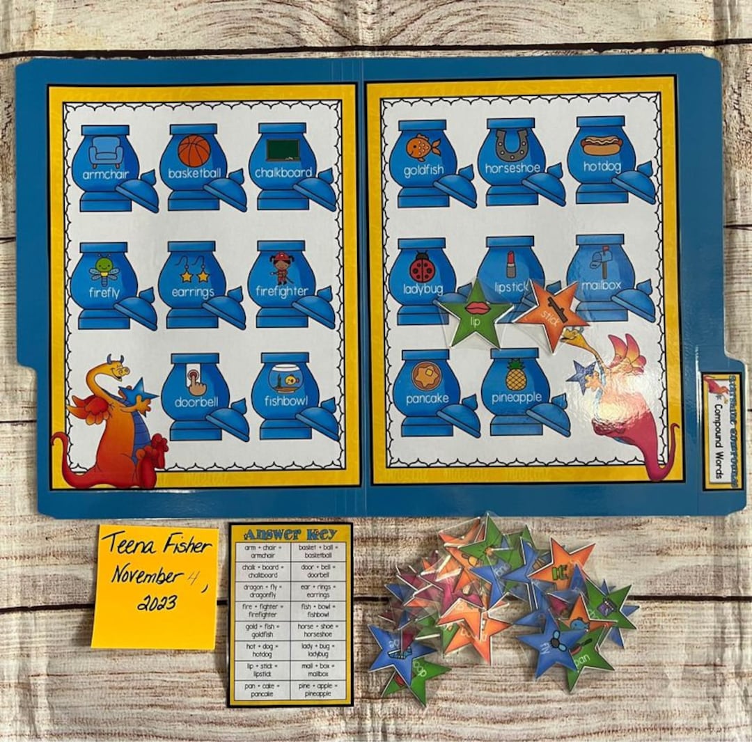 Starshine Compound Words Grammar Language Arts File Folder Game First ...