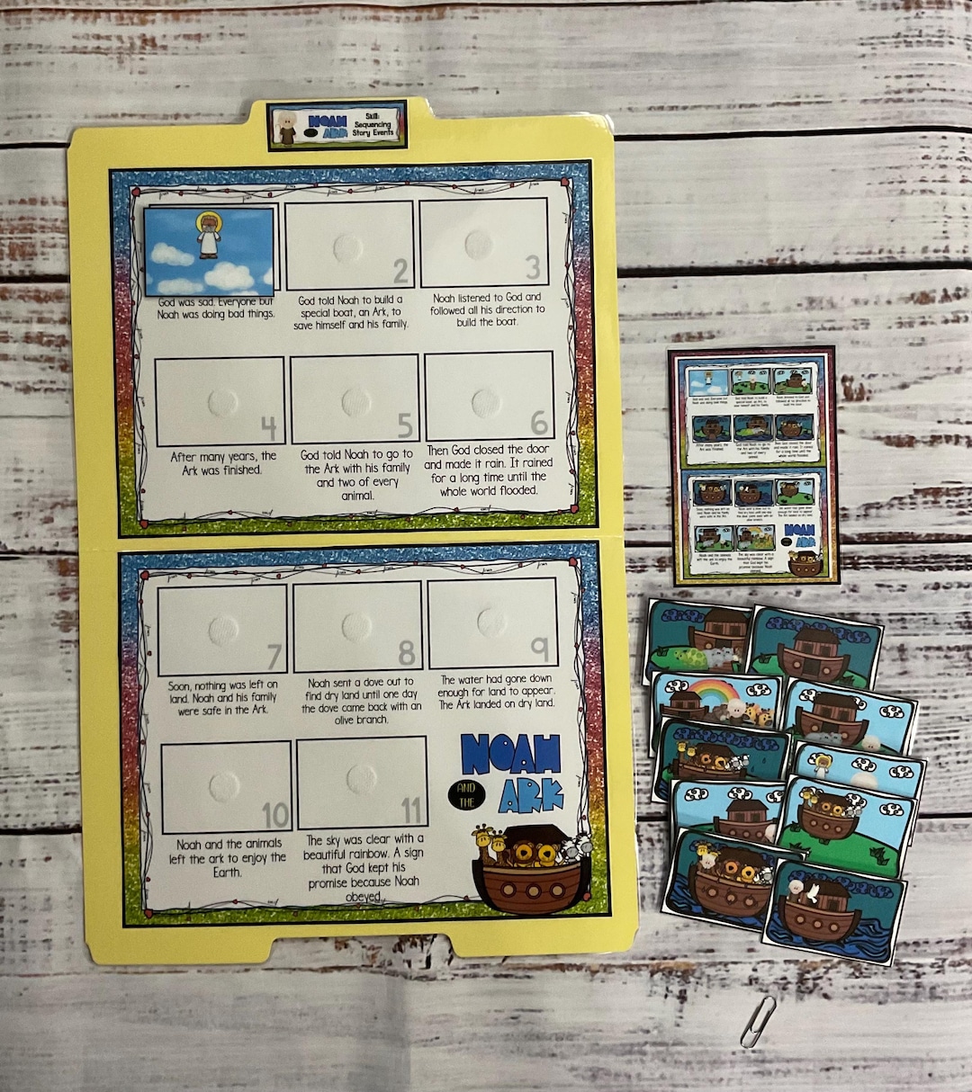 Noah's Ark Sequencing File Folder Game Center Teacher Resource Sunday ...