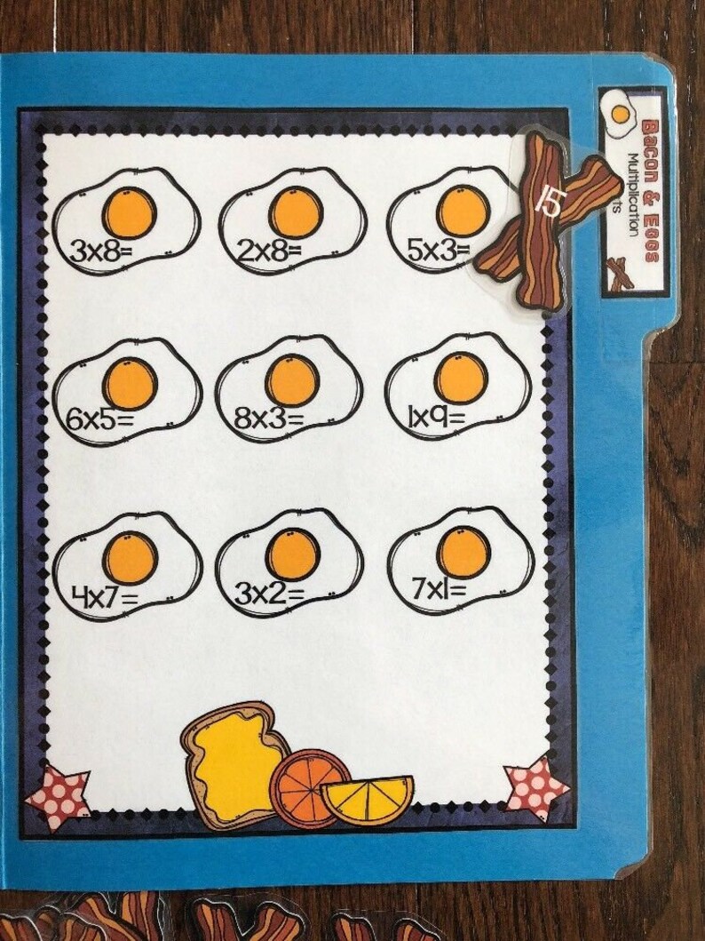 Bacon & Eggs Math File Folder Game Center Teacher Resource Mixed ...