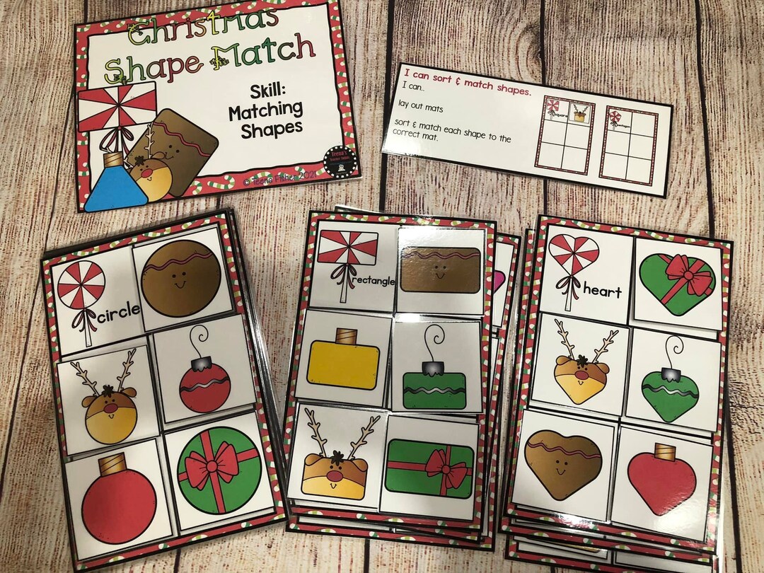 Christmas Shape Sorting Matching Activity File Folder Game Toddler ...