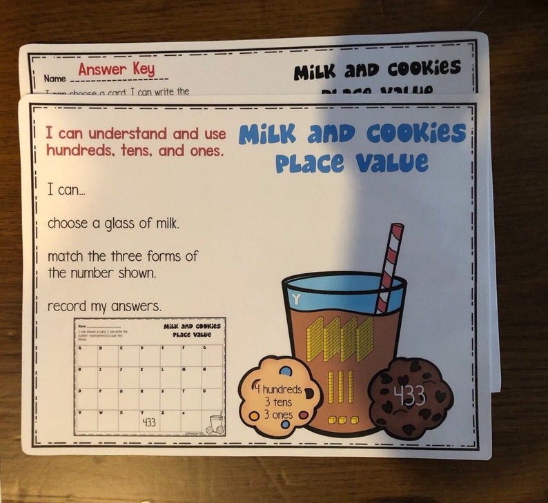 Cookies and Milk Place Value to 999 Math First Second Grade Teacher ...