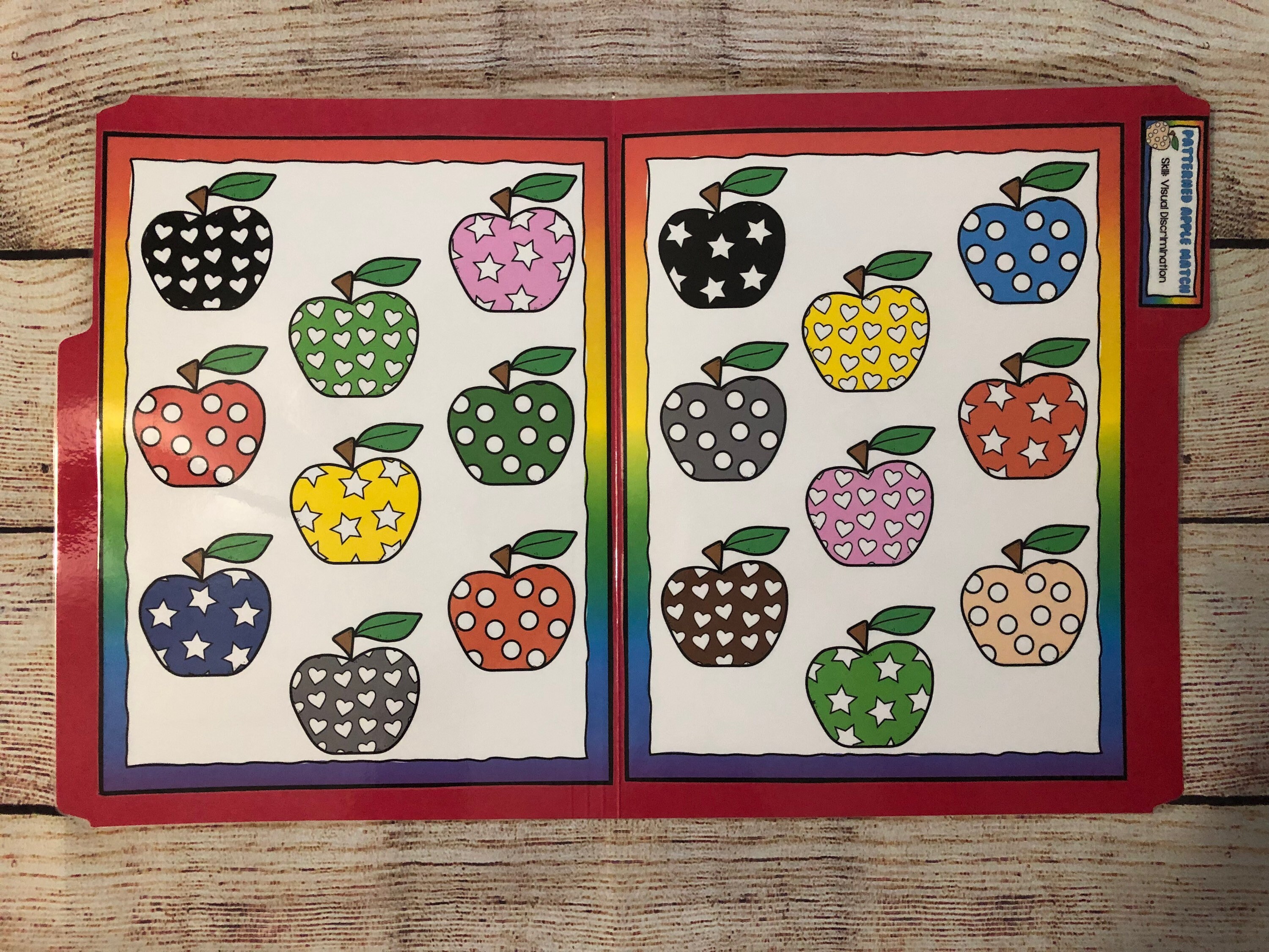 Toys Toys & Games Patterned Apple Pattern Matching File Folder Game ...