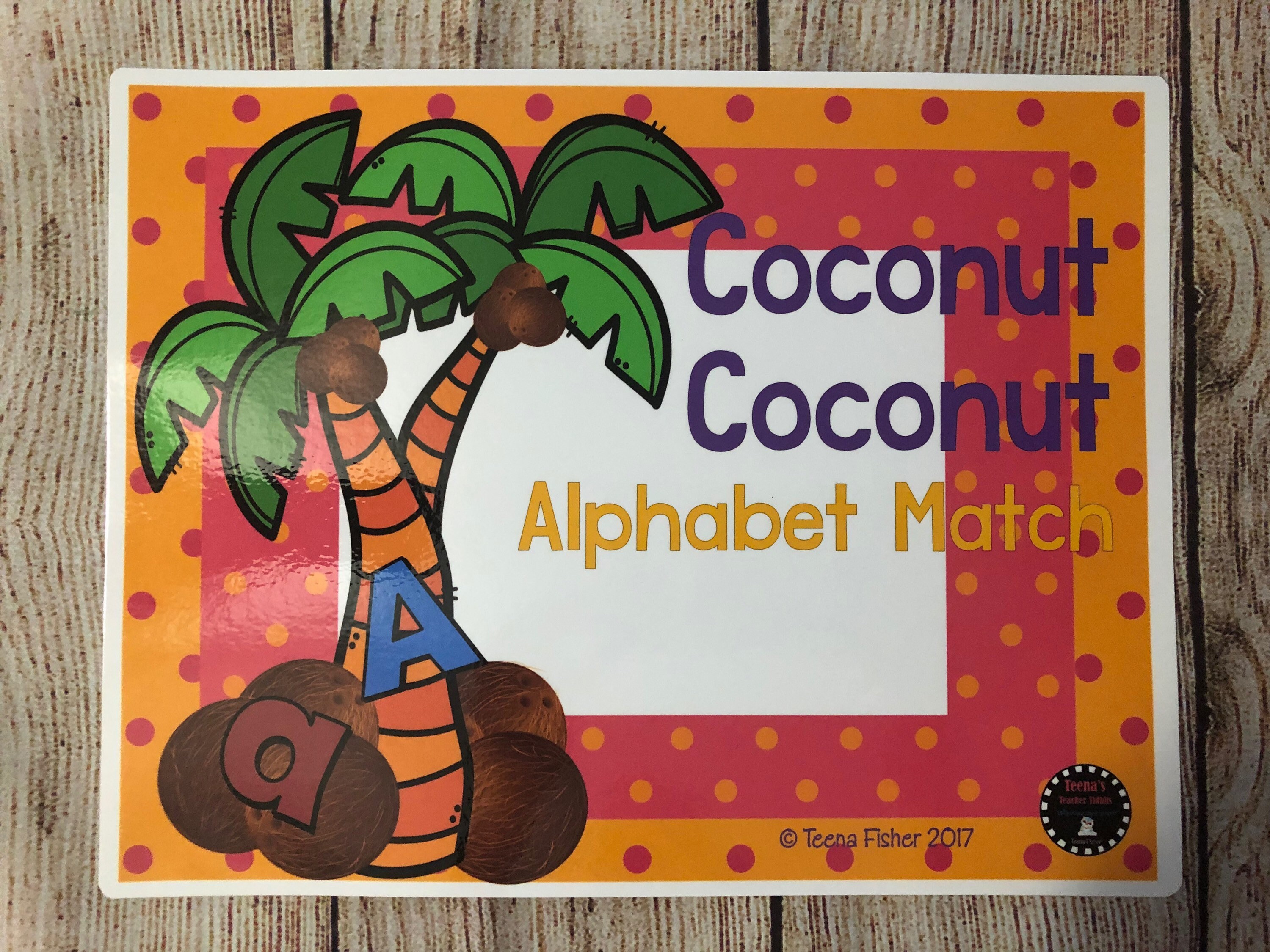 Coconut Coconut Alphabet Match Preschool Kindergarten Homeschool ...