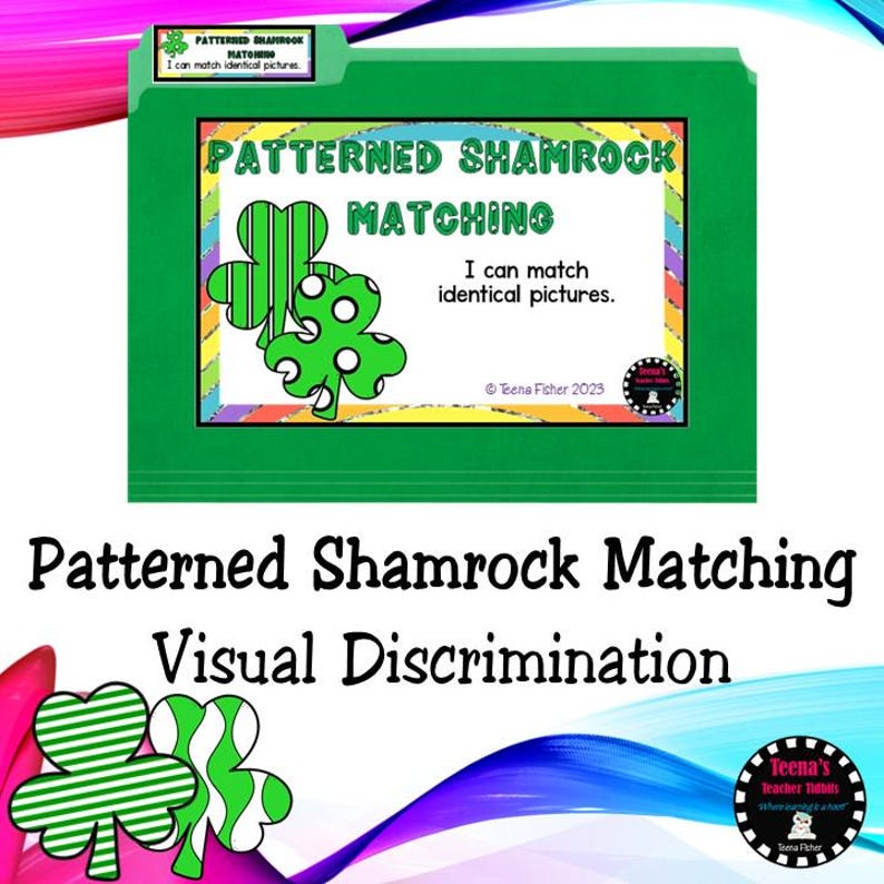 Patterned Shamrock Matching File Folder Game Kindergarten Preschool ...
